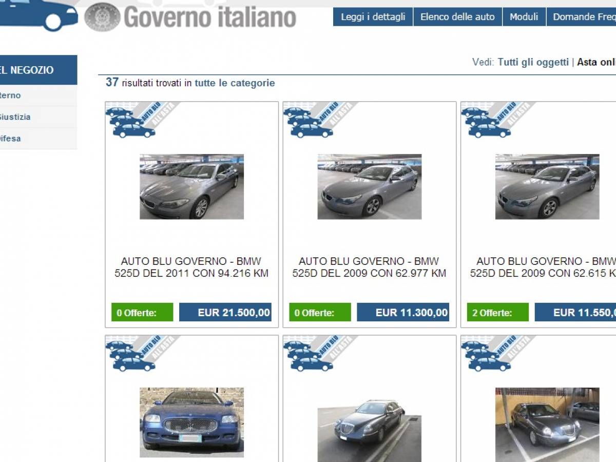 Auto blu, il flop dell'asta online - il Giornale