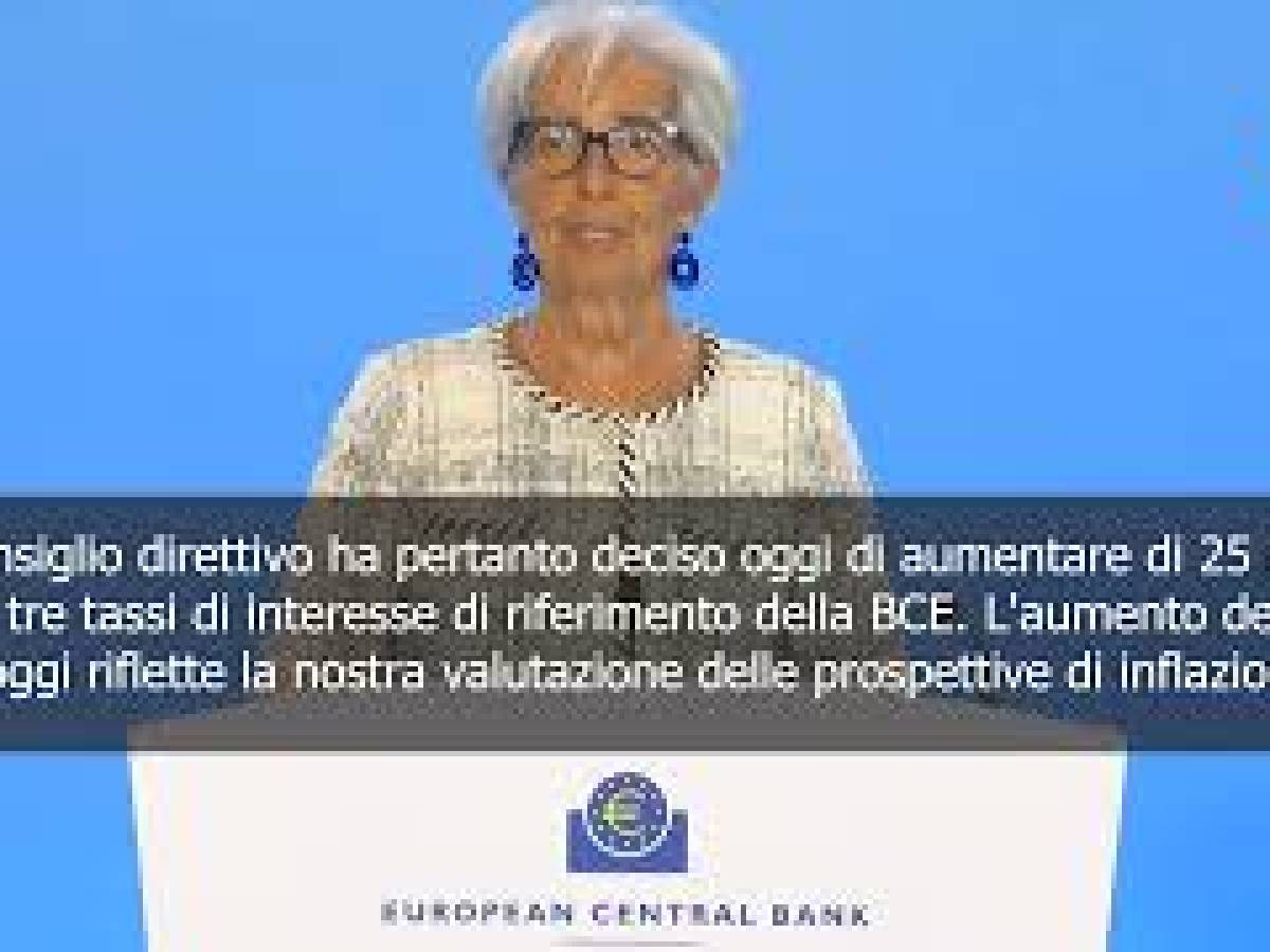 VIDEO: Lagarde (Bce): Inflazione ancora troppo alta, rialzo tassi dello ... VIDEO: Lagarde (Bce): Inflazione ancora troppo alta, rialzo tassi dello ...